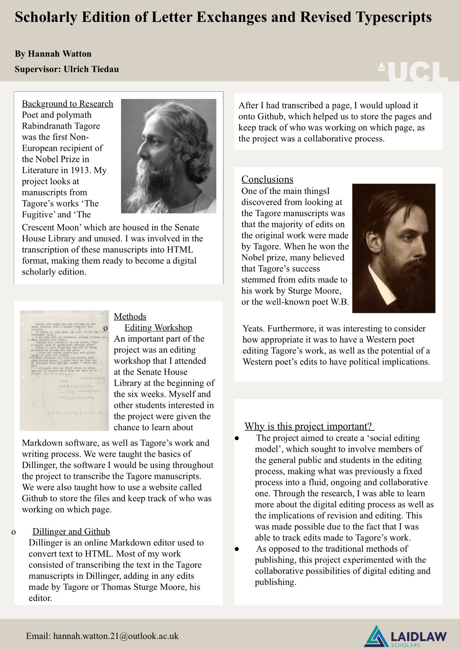 Research Poster 2022: Rabindranath Tagore | Laidlaw Scholars Network